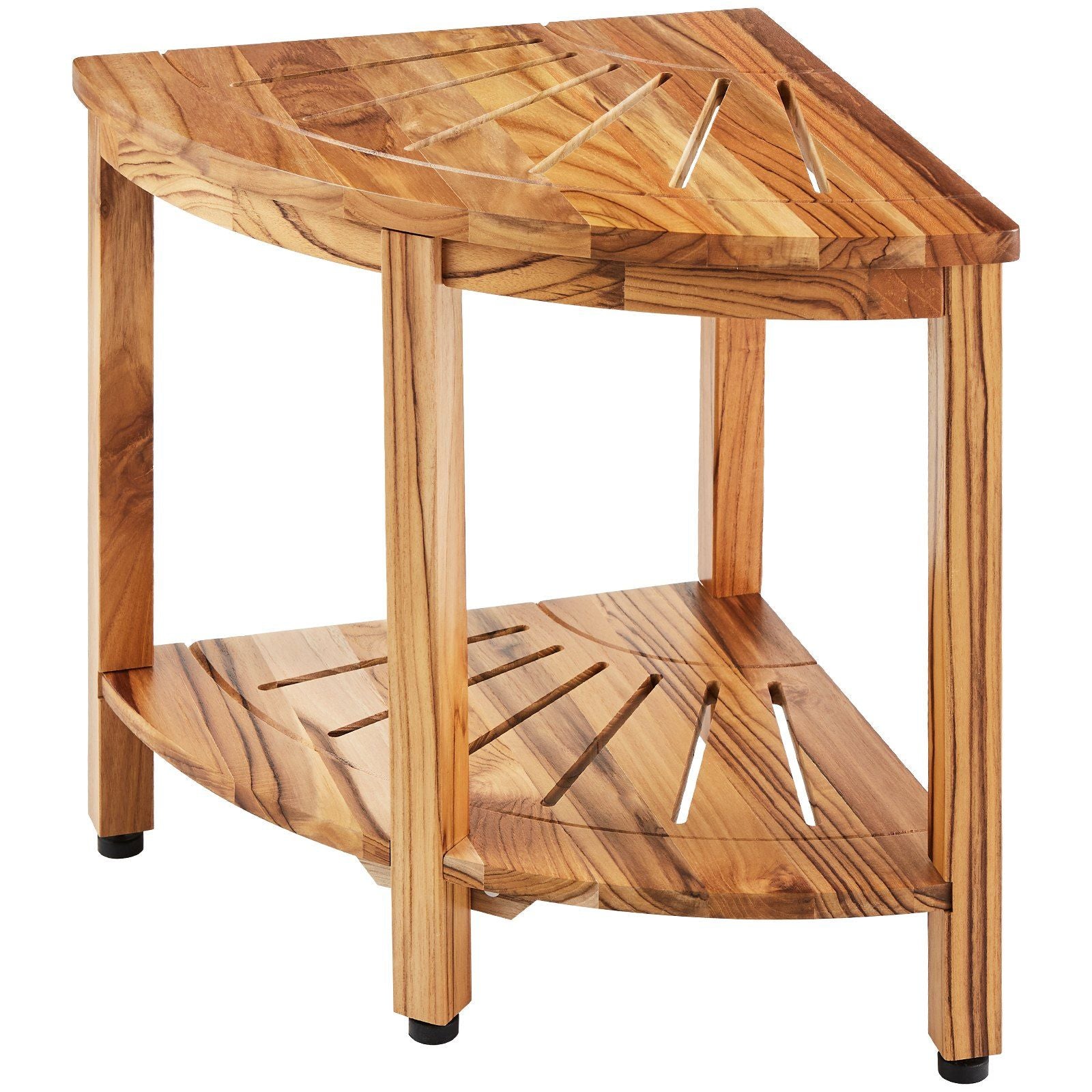 VEVOR Corner Teak Shower Bench – 18.5" Solid Teak Wood Shower Stool wi ...